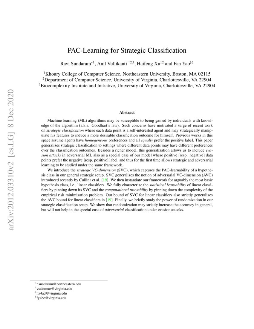 PAC-Learning for Strategic Classification | DeepAI