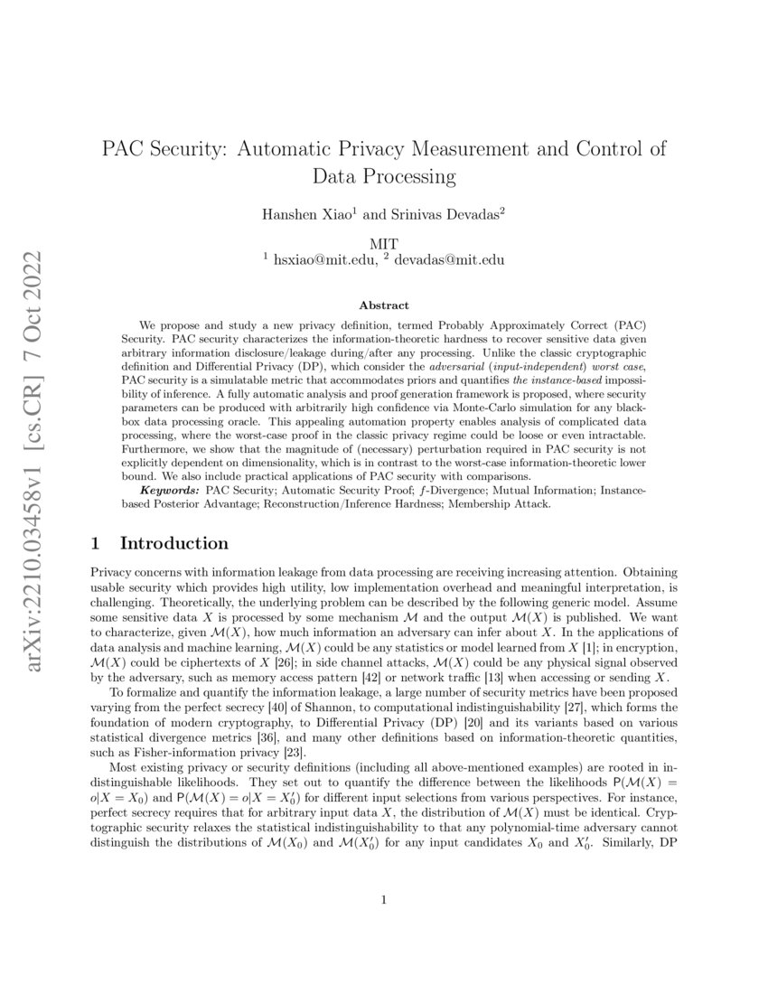 PAC Security: Automatic Privacy Measurement and Control of Data ...