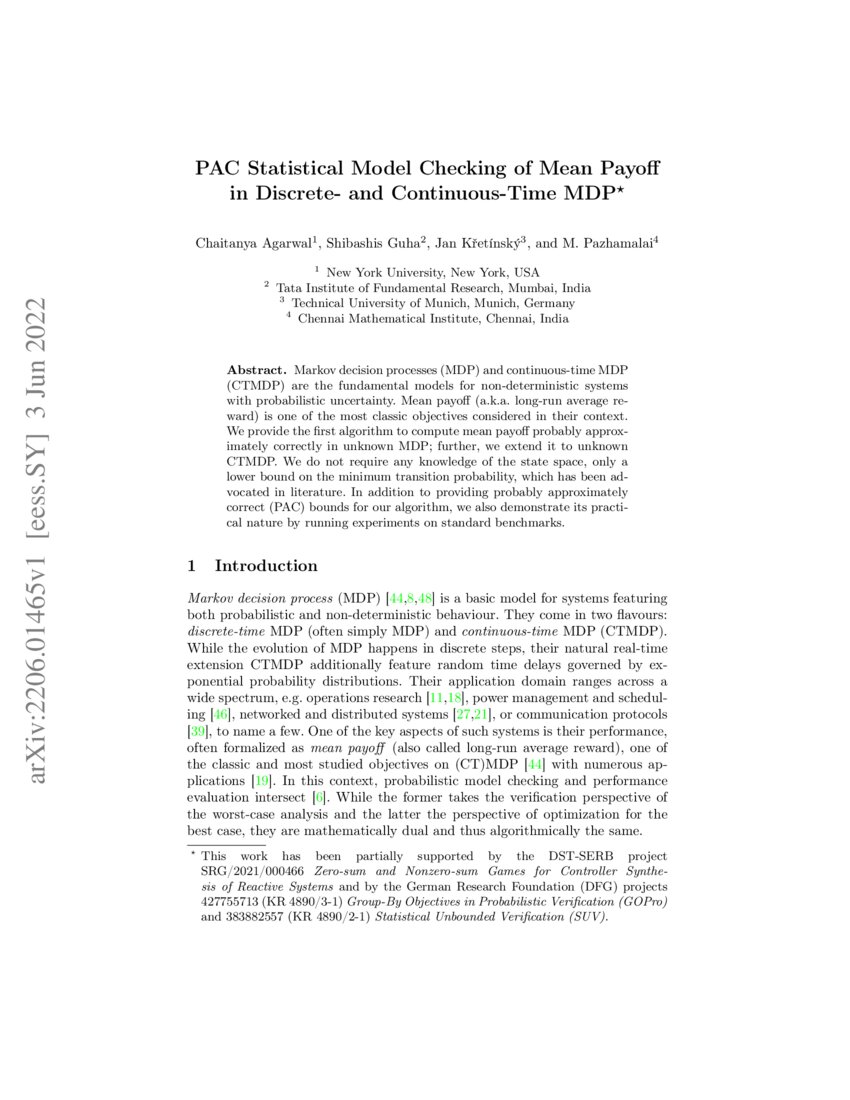 Pac Statistical Model Checking Of Mean Payoff In Discrete And