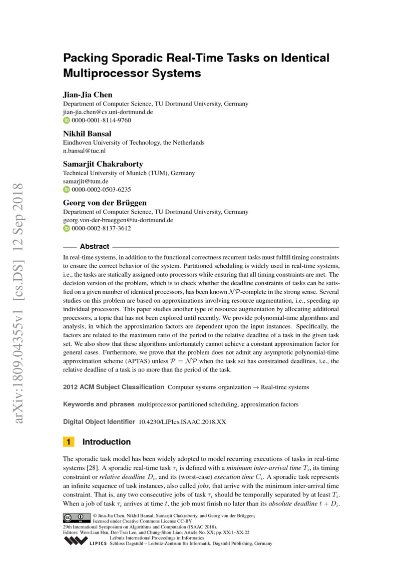 Packing Sporadic Real Time Tasks On Identical Multiprocessor Systems Deepai 0887