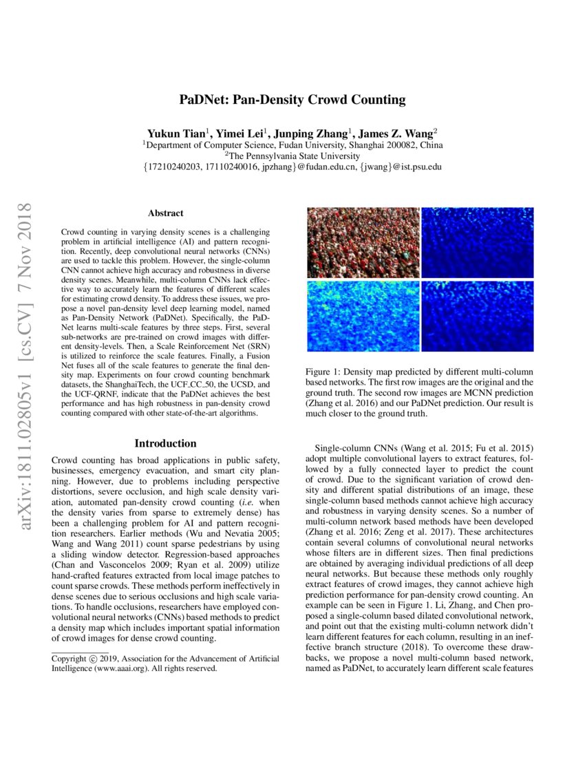 PaDNet: Pan-Density Crowd Counting | DeepAI