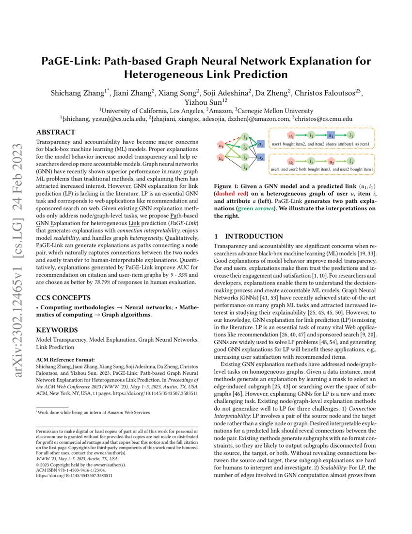PaGE-Link: Path-based Graph Neural Network Explanation for ... PaGE-Link: Path-based Graph Neural Network Explanation for ...