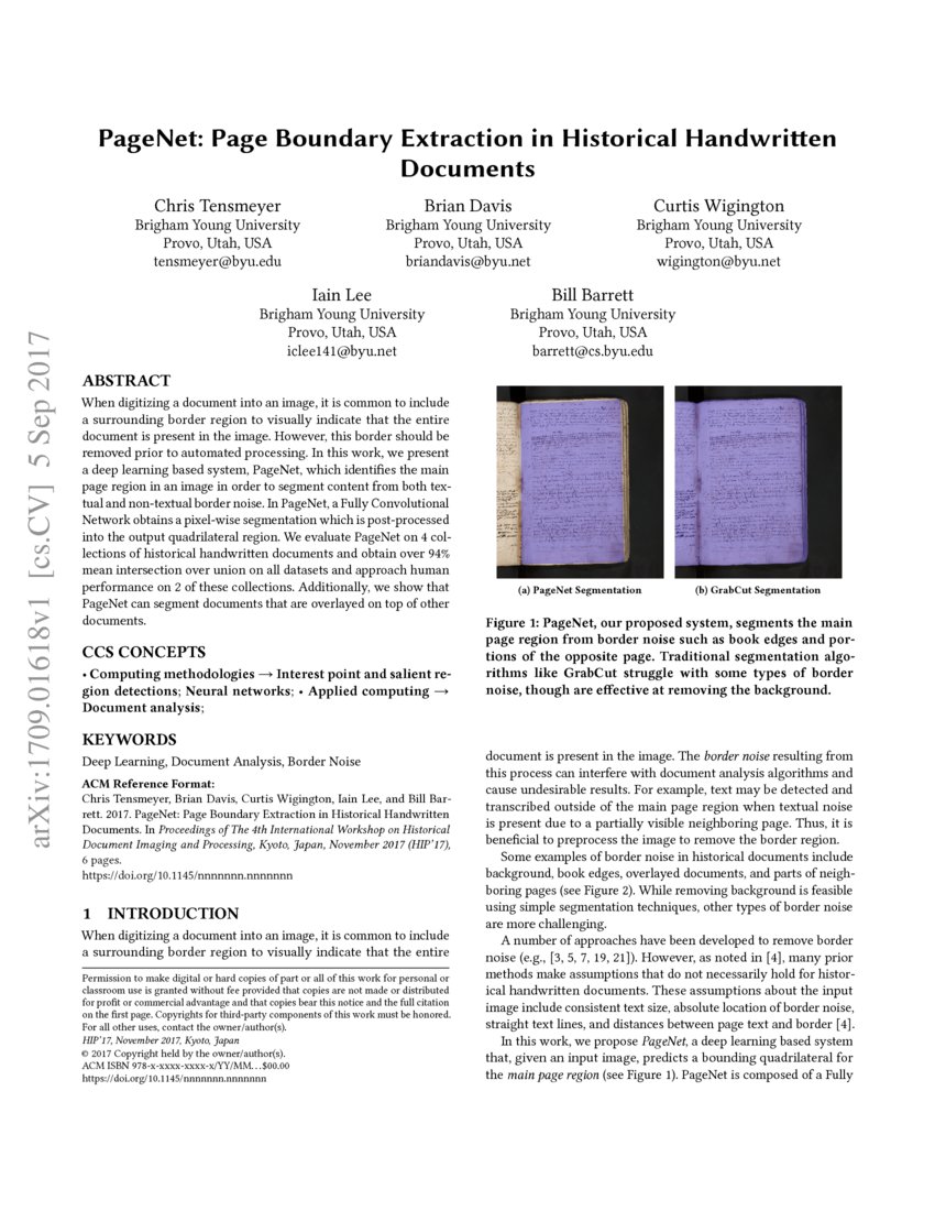 PageNet: Page Boundary Extraction in Historical Handwritten Documents ...