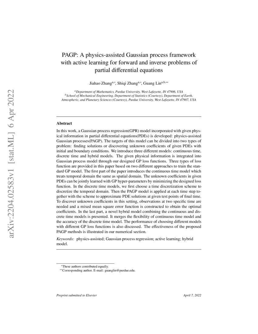 Pagp A Physics Assisted Gaussian Process Framework With Active