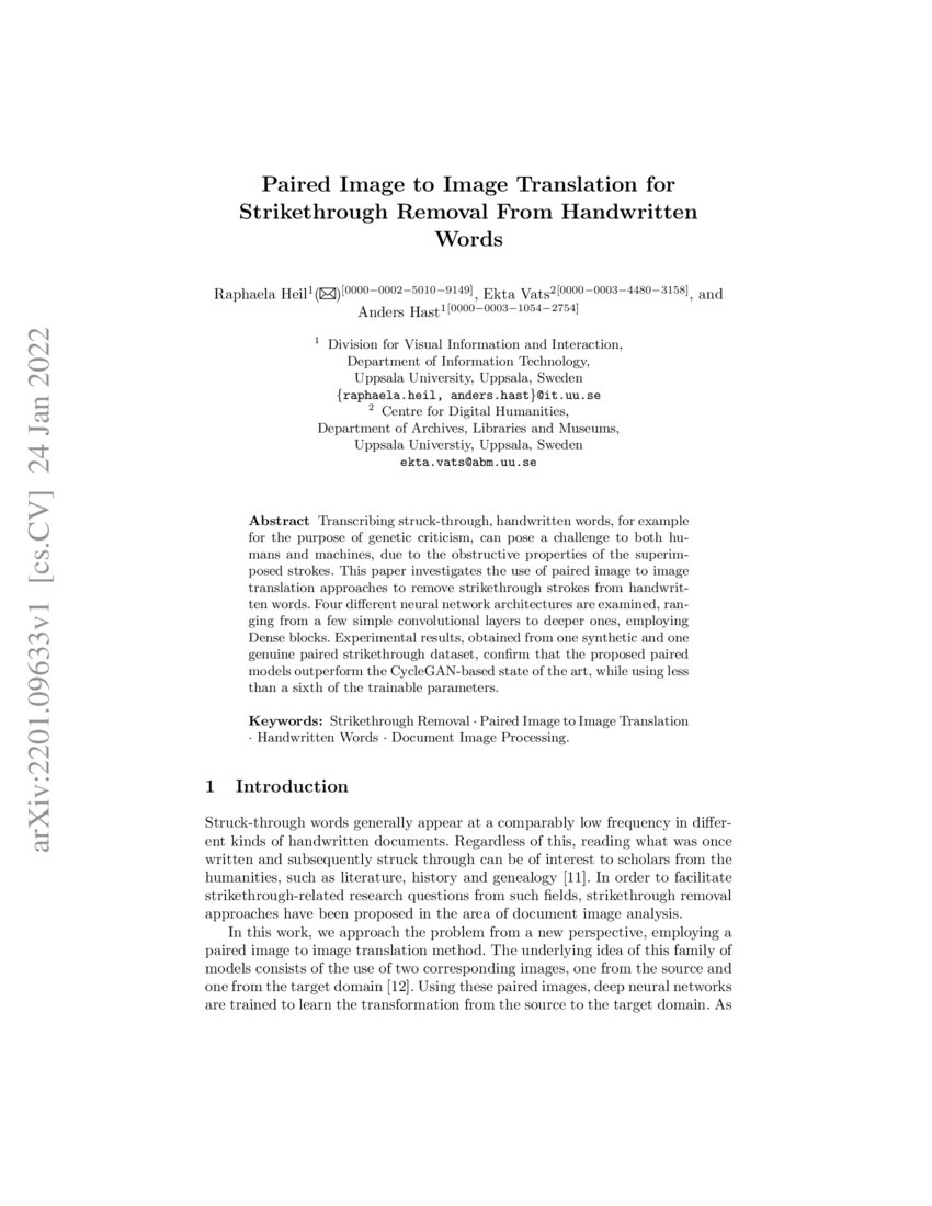 Paired Image to Image Translation for Strikethrough Removal From ...