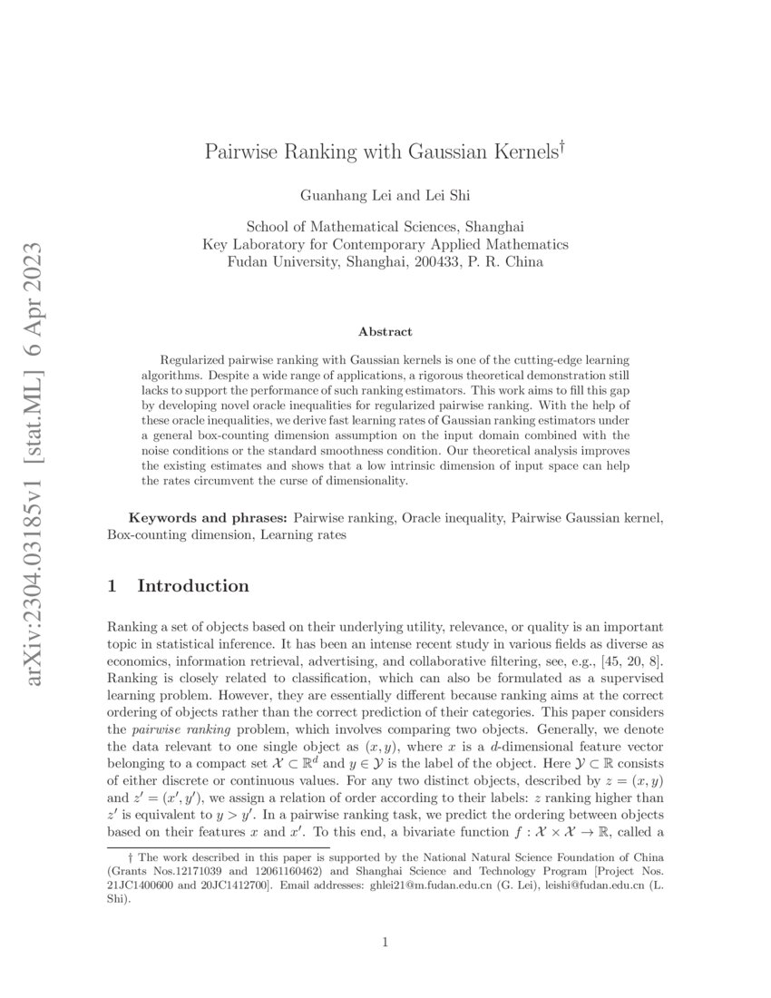 Pairwise Ranking With Gaussian Kernels Deepai