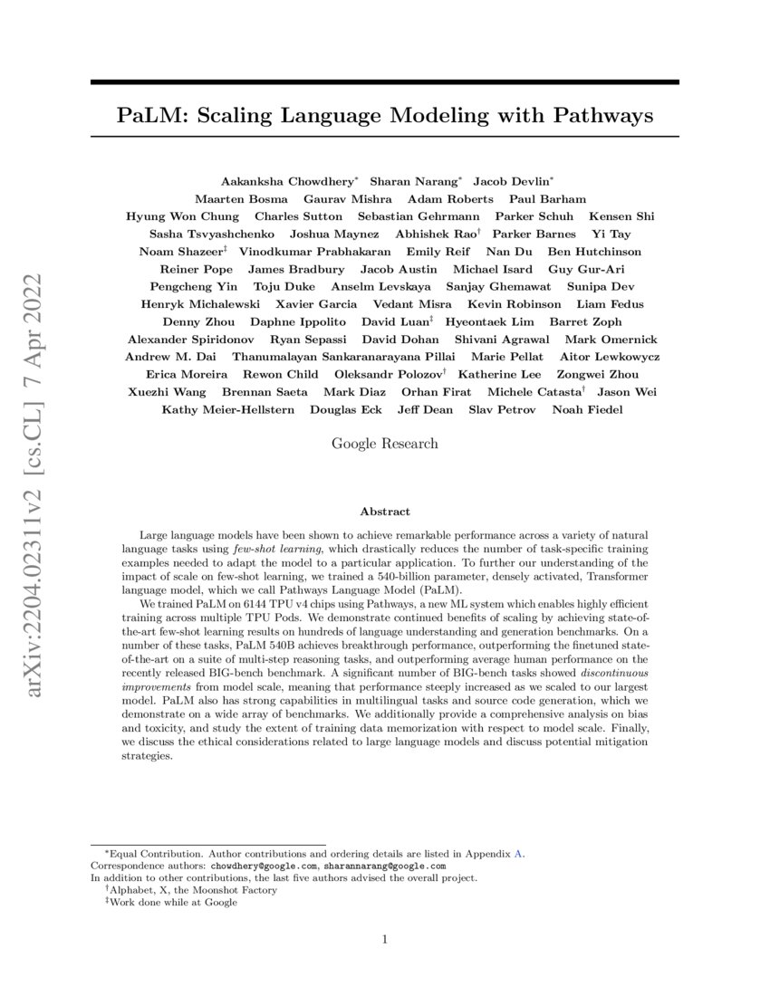 PaLM: Scaling Language Modeling with Pathways | DeepAI