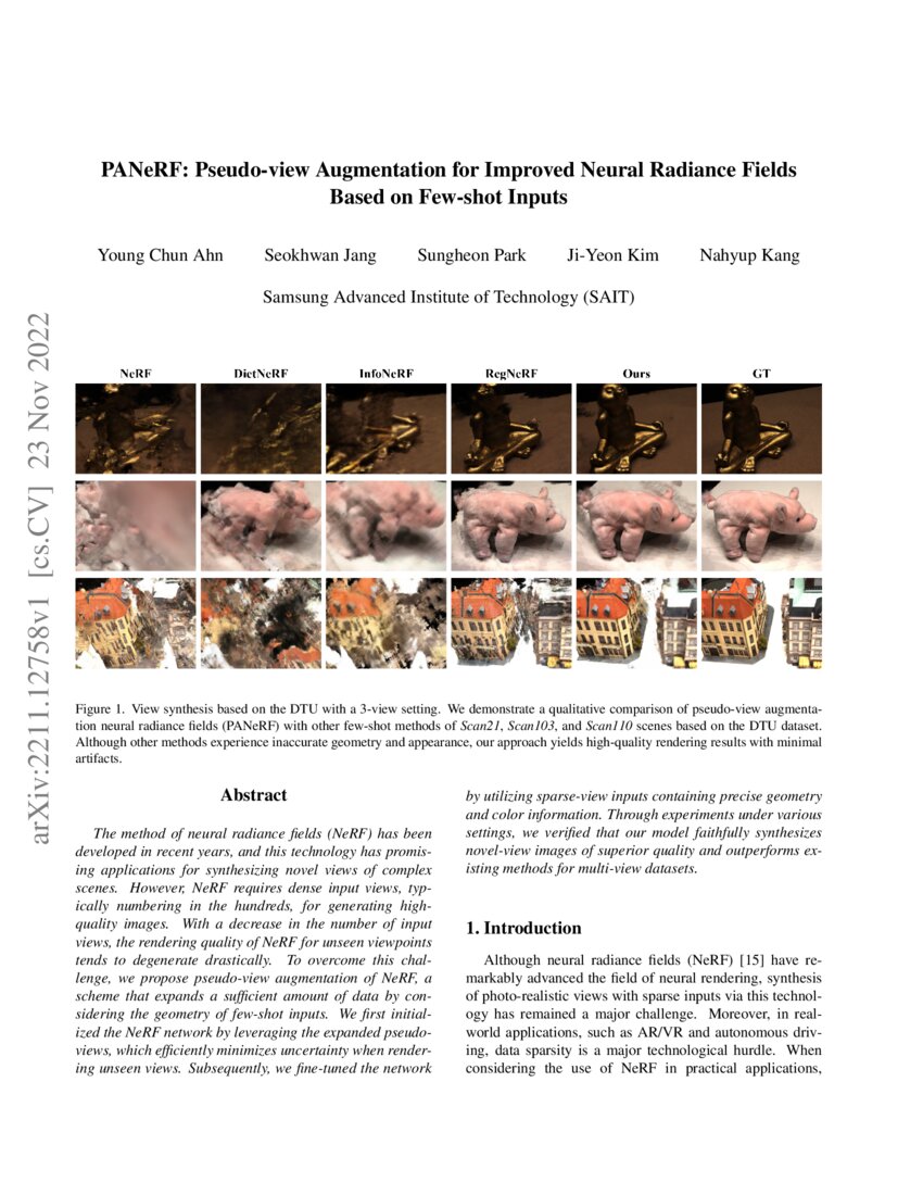 PANeRF: Pseudo-view Augmentation for Improved Neural Radiance Fields ... PANeRF: Pseudo-view Augmentation for Improved Neural Radiance Fields ...