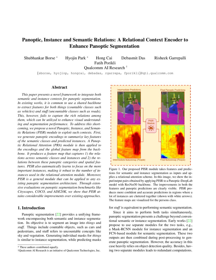 Panoptic, Instance and Semantic Relations: A Relational Context Encoder ... Panoptic, Instance and Semantic Relations: A Relational Context Encoder ...