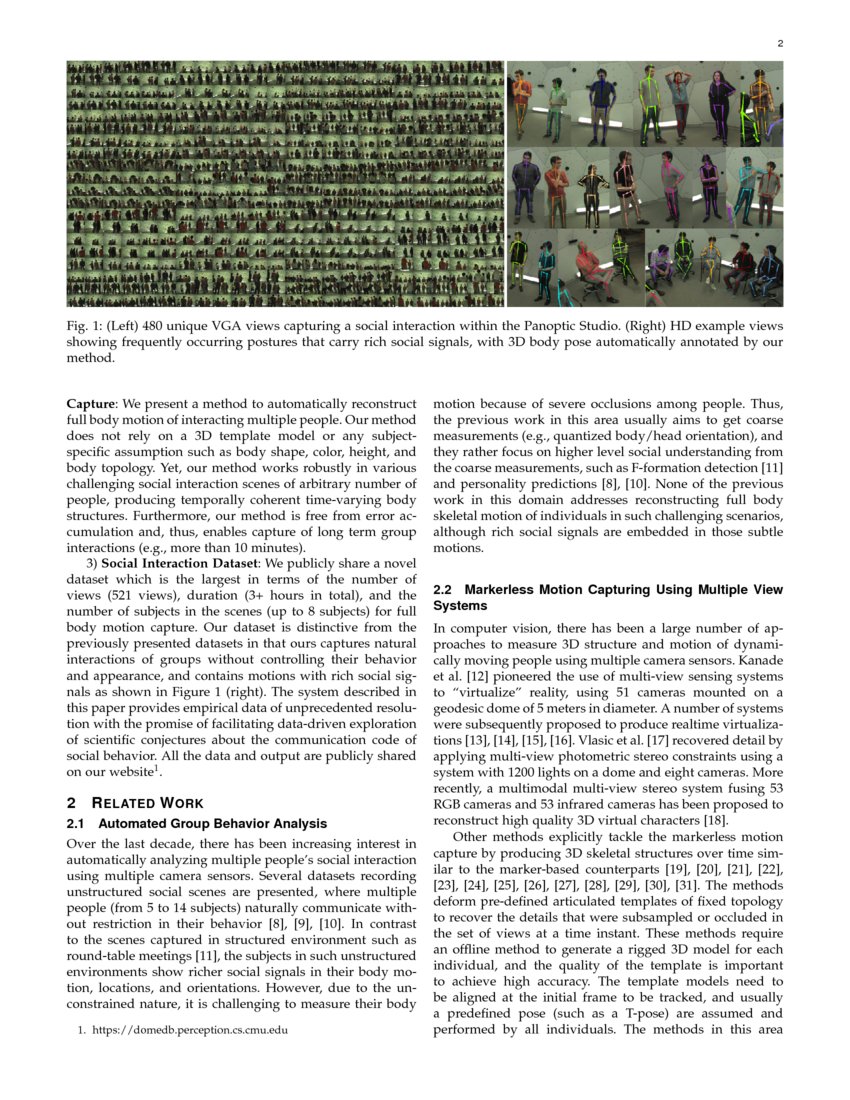 Panoptic Studio: A Massively Multiview System for Social Interaction ...