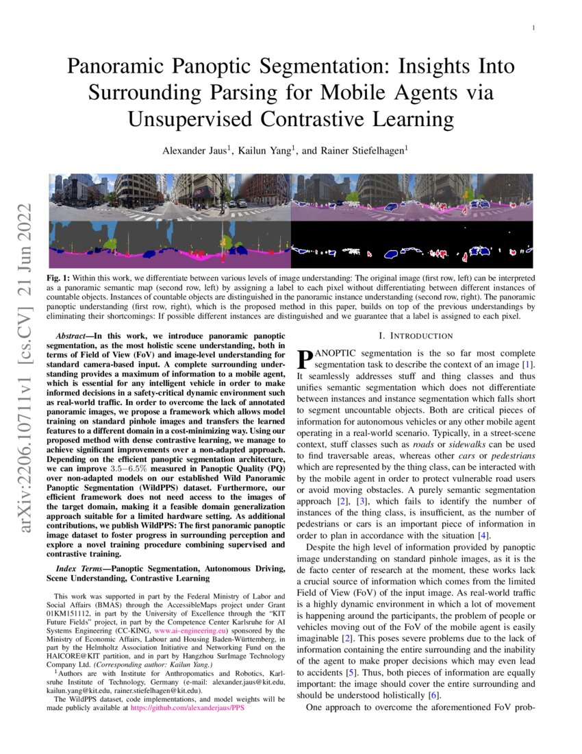 Panoramic Panoptic Segmentation: Insights Into Surrounding Parsing for ...