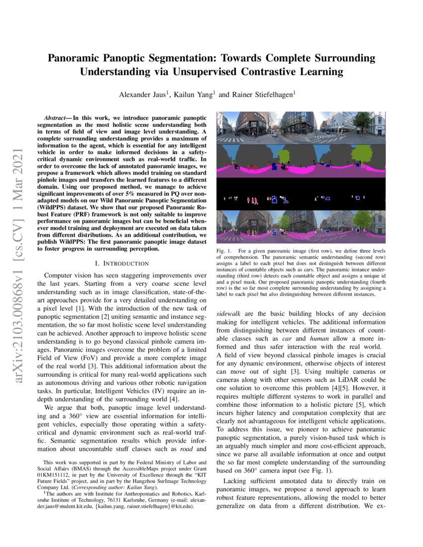 Panoramic Panoptic Segmentation: Towards Complete Surrounding Understanding via Unsupervised ...