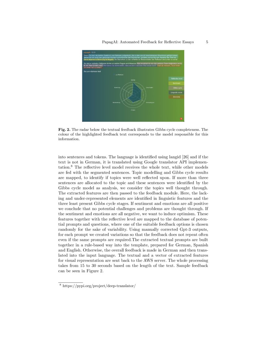 PapagAI:Automated Feedback for Reflective Essays | DeepAI