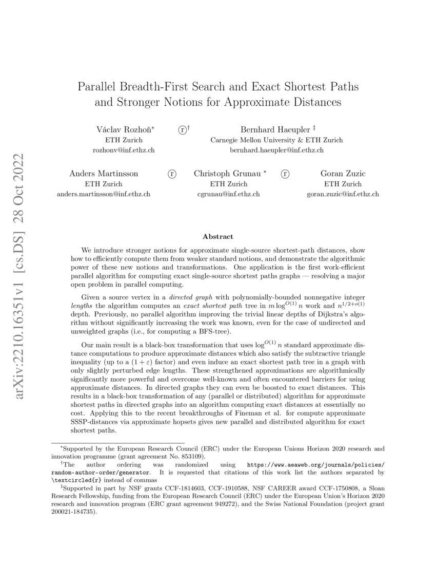 Parallel Breadth-First Search and Exact Shortest Paths and Stronger ...