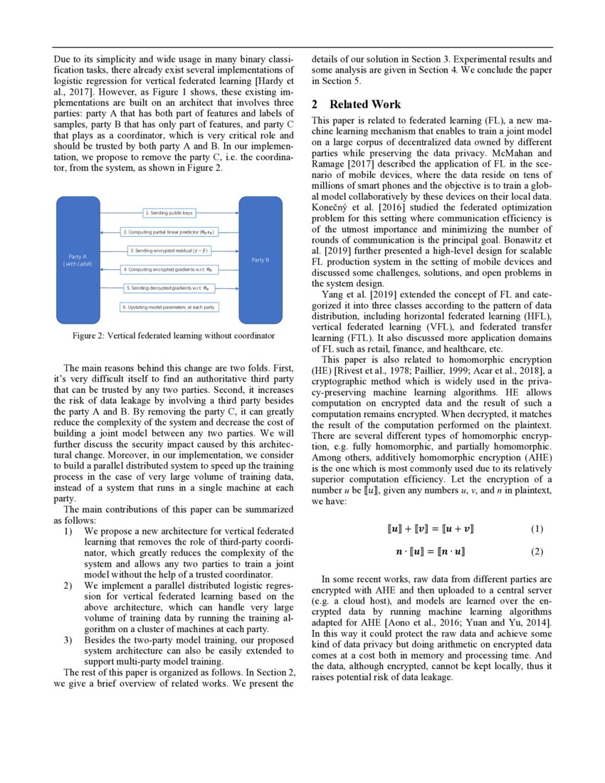 Parallel Distributed Logistic Regression for Vertical Federated Learning without Third-Party ...