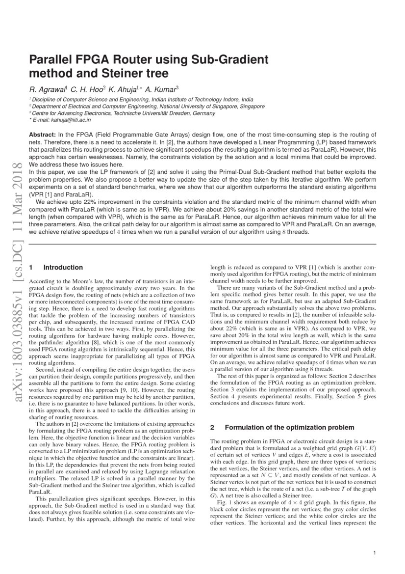 Parallel FPGA Router using Sub-Gradient method and Steiner tree | DeepAI