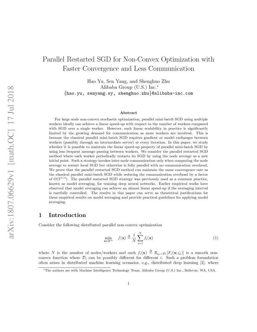 Parallel Restarted SGD for Non-Convex Optimization with Faster Convergence and Less ...