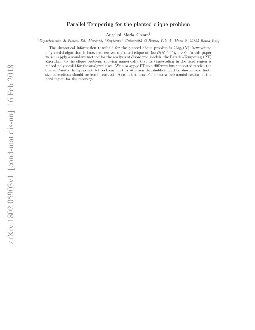 Parallel Tempering For The Planted Clique Problem Deepai 