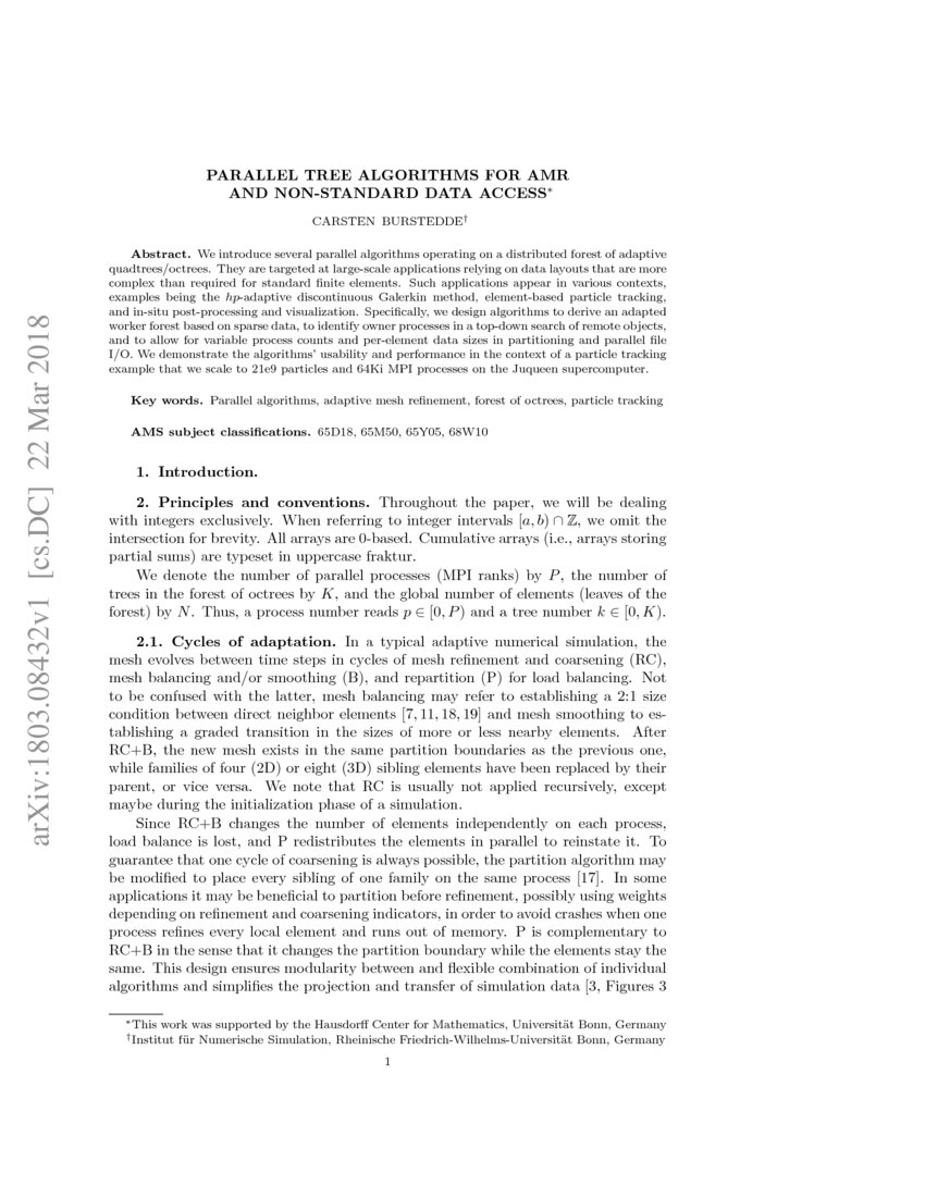 Parallel tree algorithms for AMR and non-standard data access | DeepAI