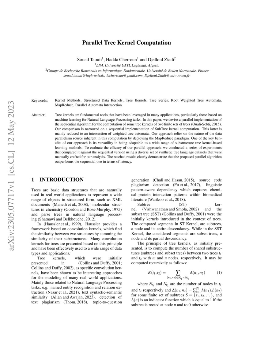 Parallel Tree Kernel Computation Deepai