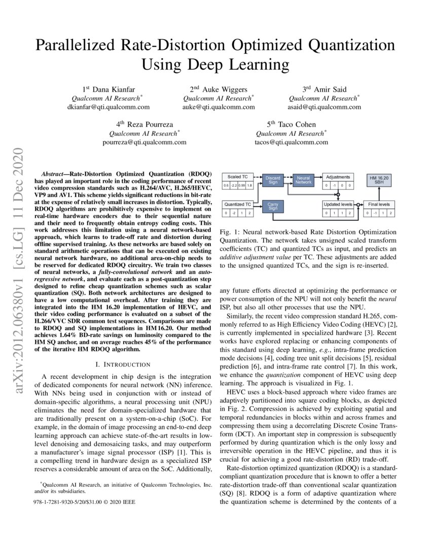 Parallelized Rate-Distortion Optimized Quantization Using Deep Learning | DeepAI