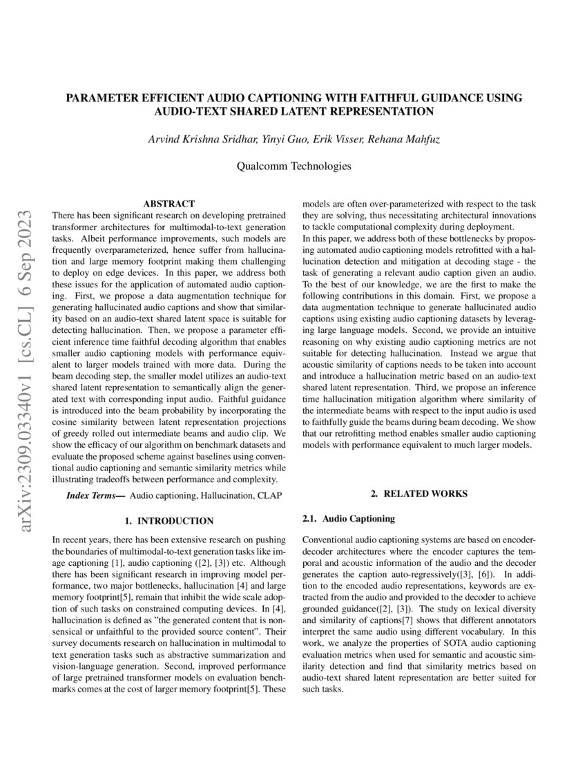 Parameter Efficient Audio Captioning With Faithful Guidance Using Audio ...