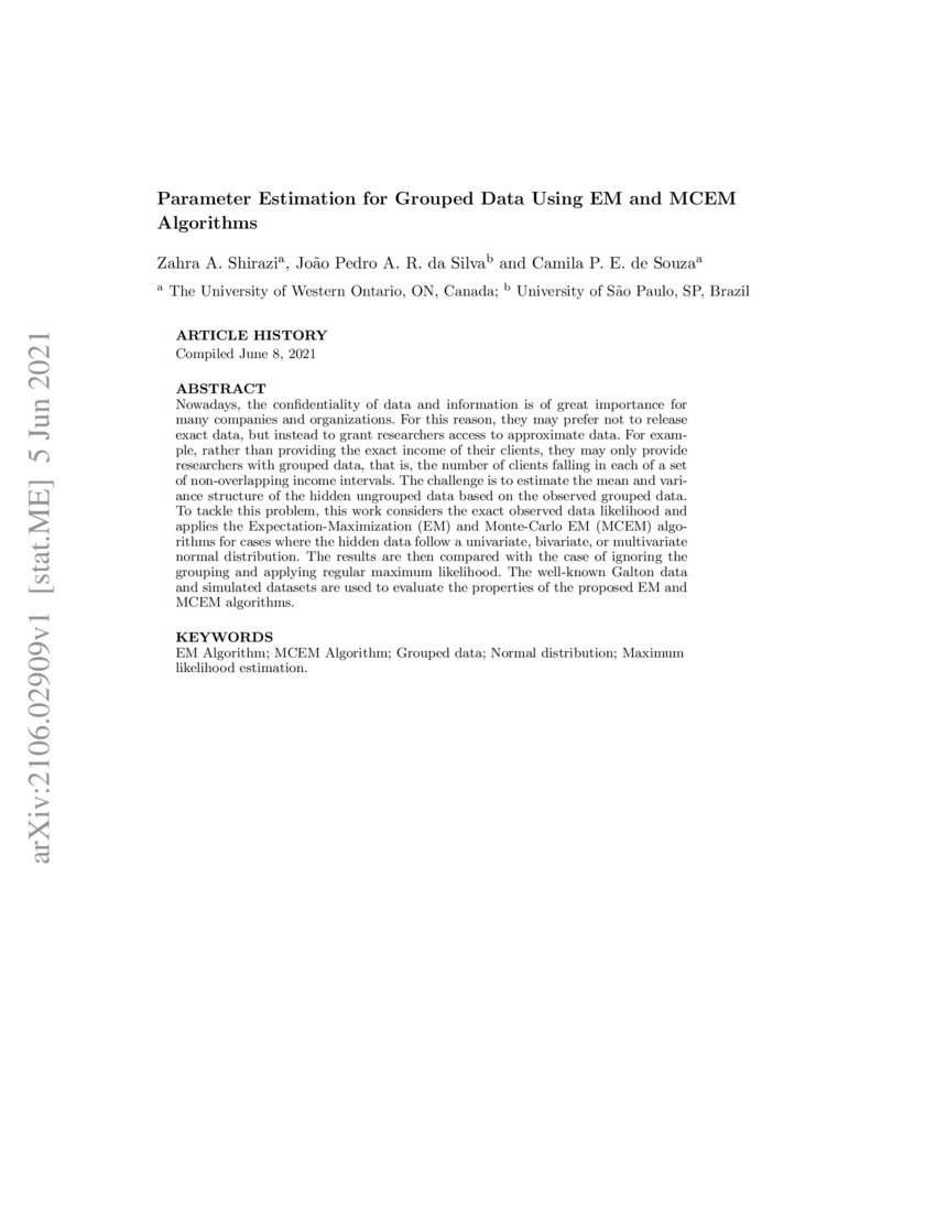Parameter Estimation For Grouped Data Using Em And Mcem Algorithms Deepai