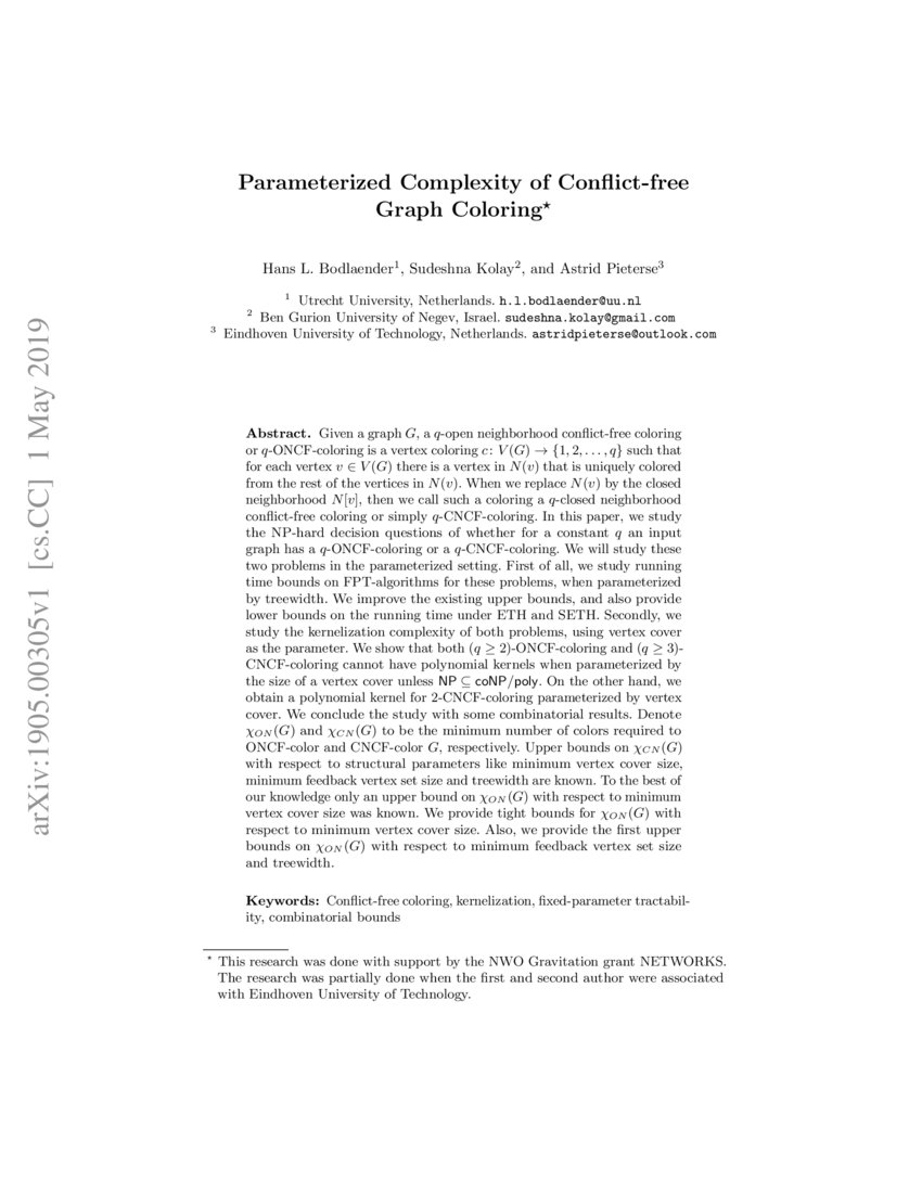 Parameterized Complexity of Conflict-free Graph Coloring | DeepAI