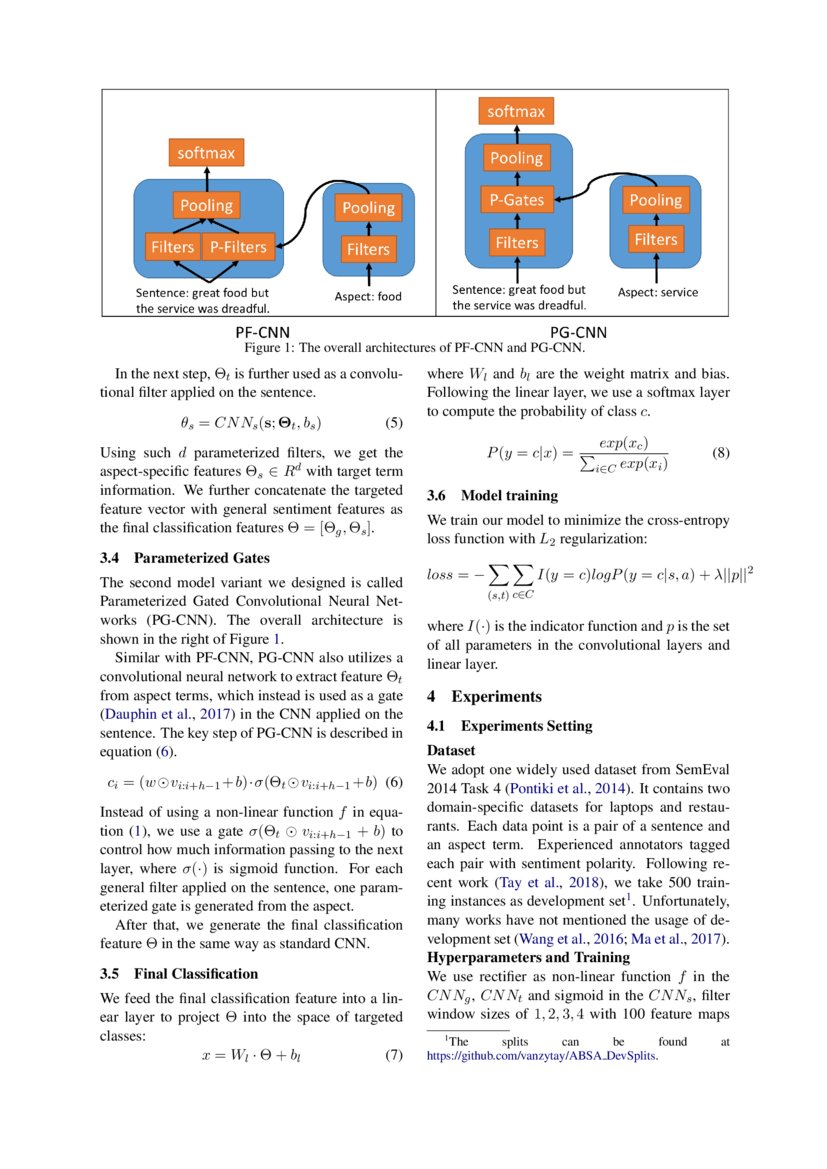 Parameterized Convolutional Neural Networks For Aspect Level Sentiment Classification Deepai
