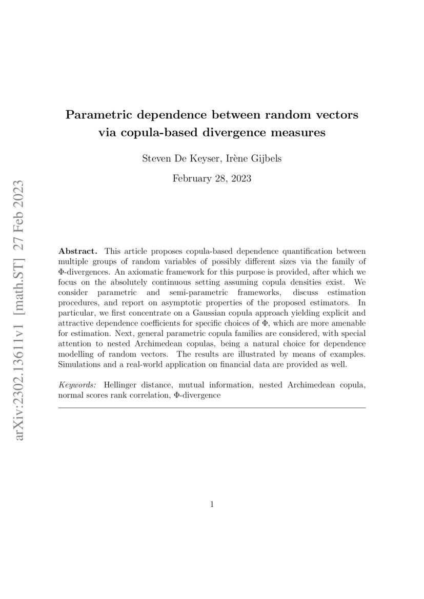 Parametric Dependence Between Random Vectors Via Copula Based