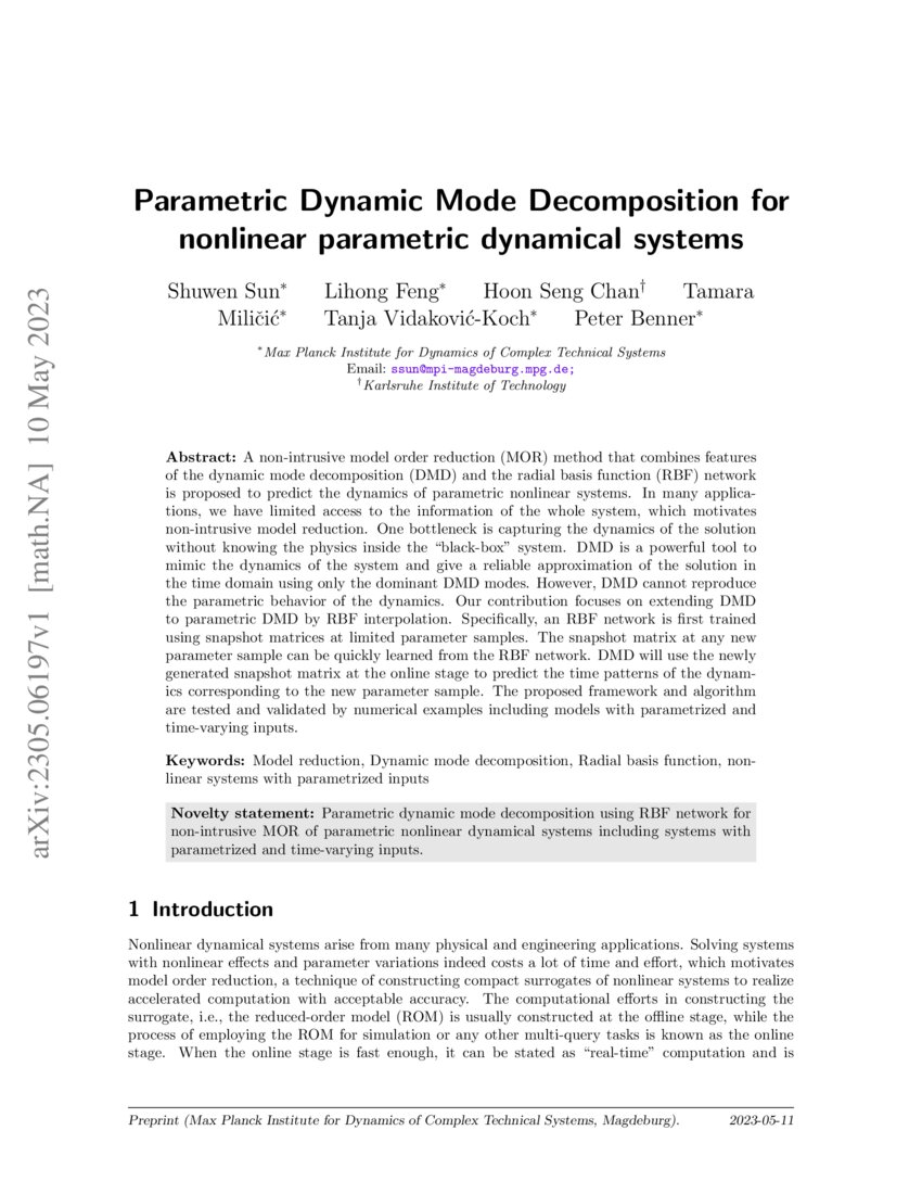 Parametric Dynamic Mode Decomposition For Nonlinear Parametric Dynamical Systems Deepai