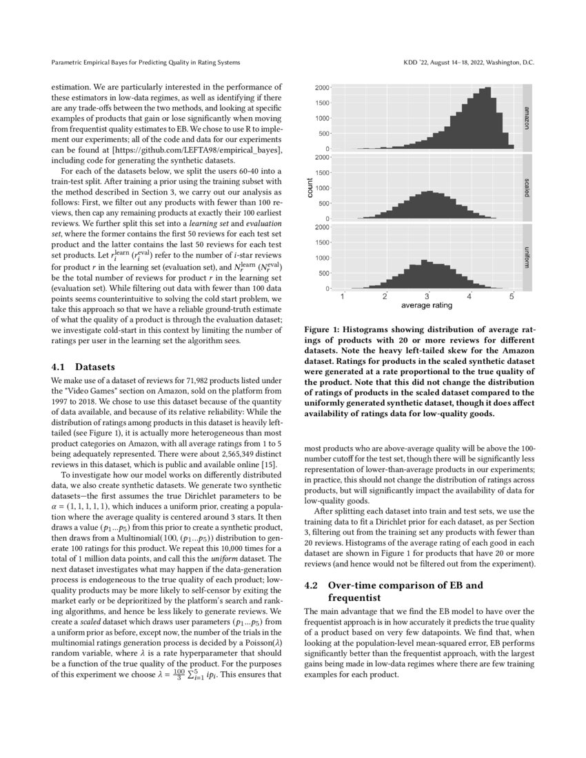 Parametric Empirical Bayes For Predicting Quality In Rating Systems