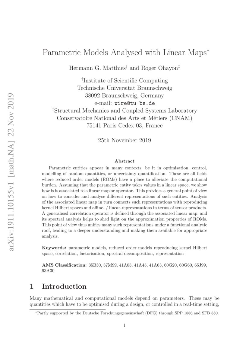 Parametric Models Analysed with Linear Maps | DeepAI