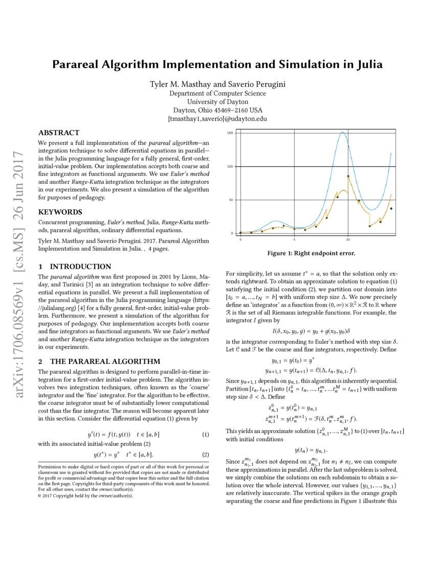 Parareal Algorithm Implementation And Simulation In Julia Deepai