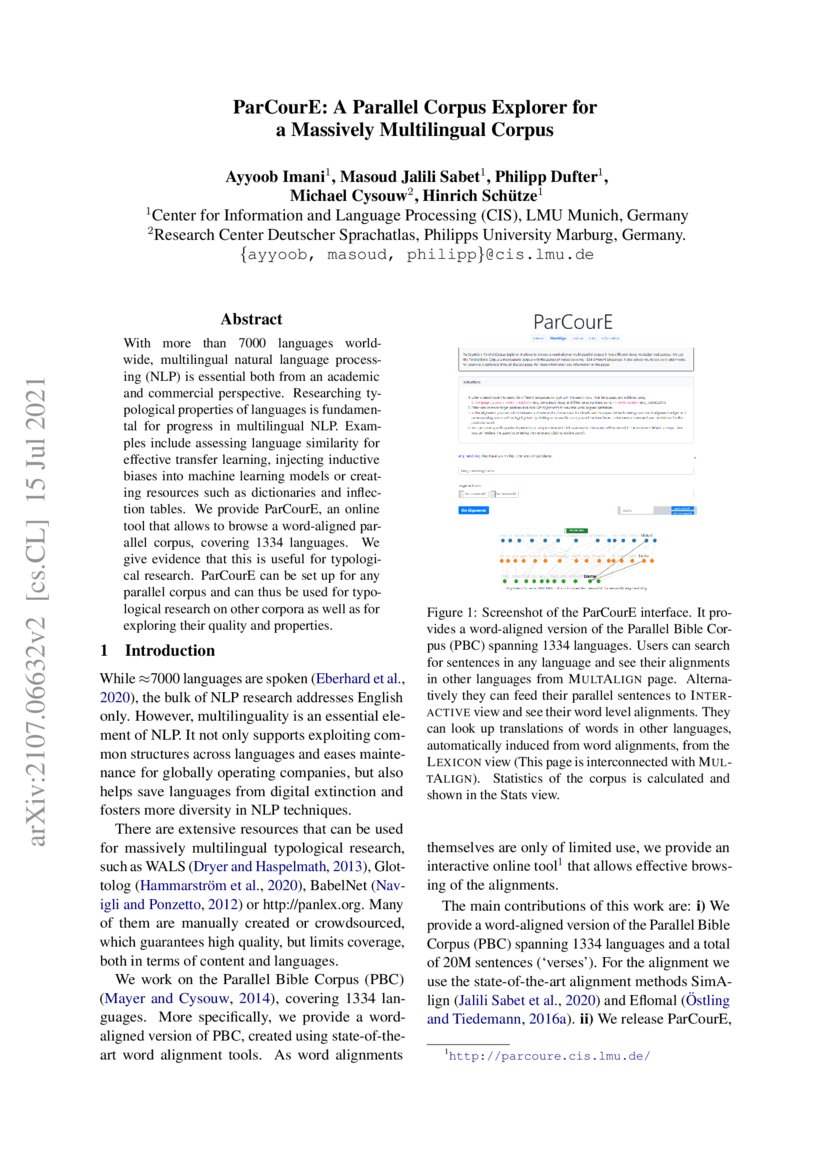 ParCourE: A Parallel Corpus Explorer for a Massively Multilingual ...