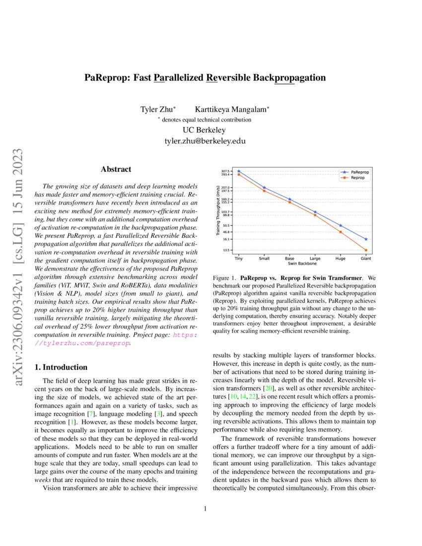 Pareprop Fast Parallelized Reversible Backpropagation Deepai