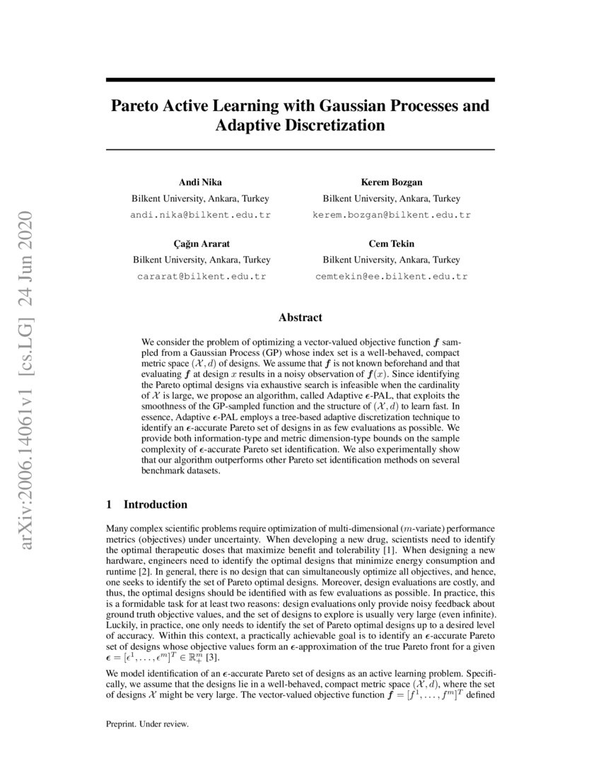 Pareto Active Learning with Gaussian Processes and Adaptive ... Pareto Active Learning with Gaussian Processes and Adaptive ...