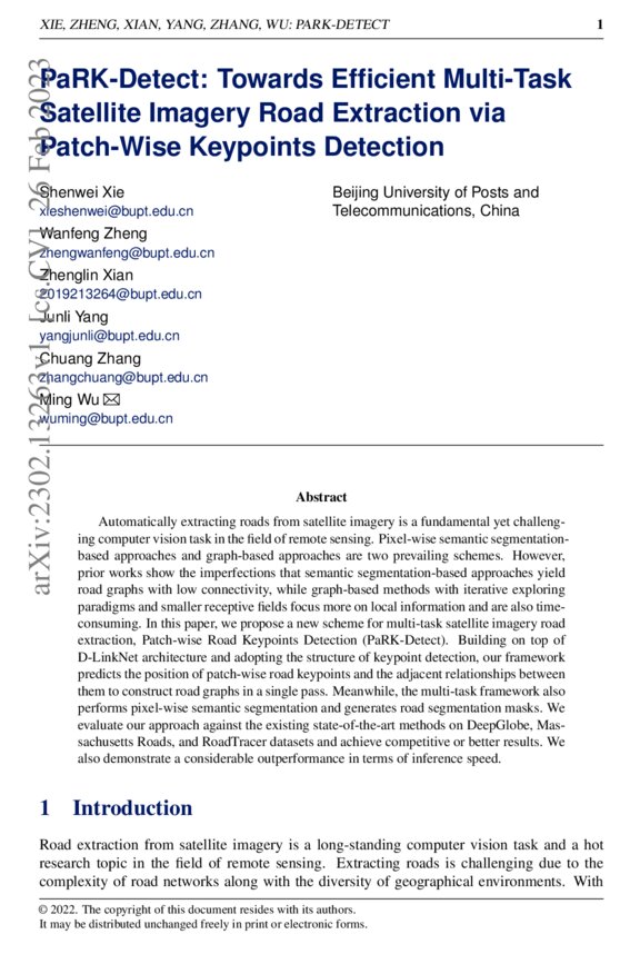 PaRK-Detect: Towards Efficient Multi-Task Satellite Imagery Road Extraction via Patch-Wise ...