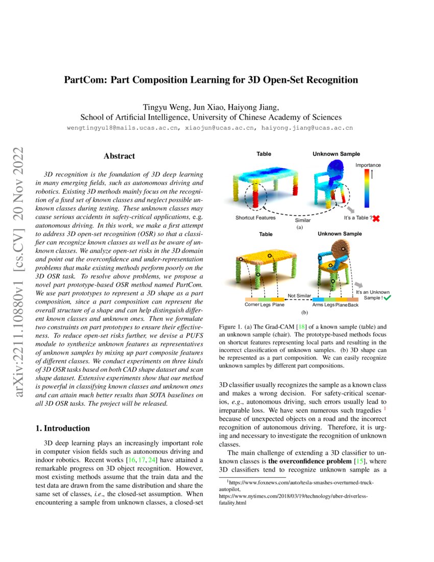 PartCom: Part Composition Learning for 3D Open-Set Recognition | DeepAI