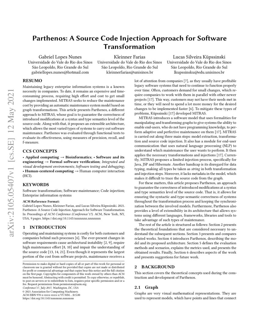Parthenos: A Source Code Injection Approach for Software Transformation | DeepAI