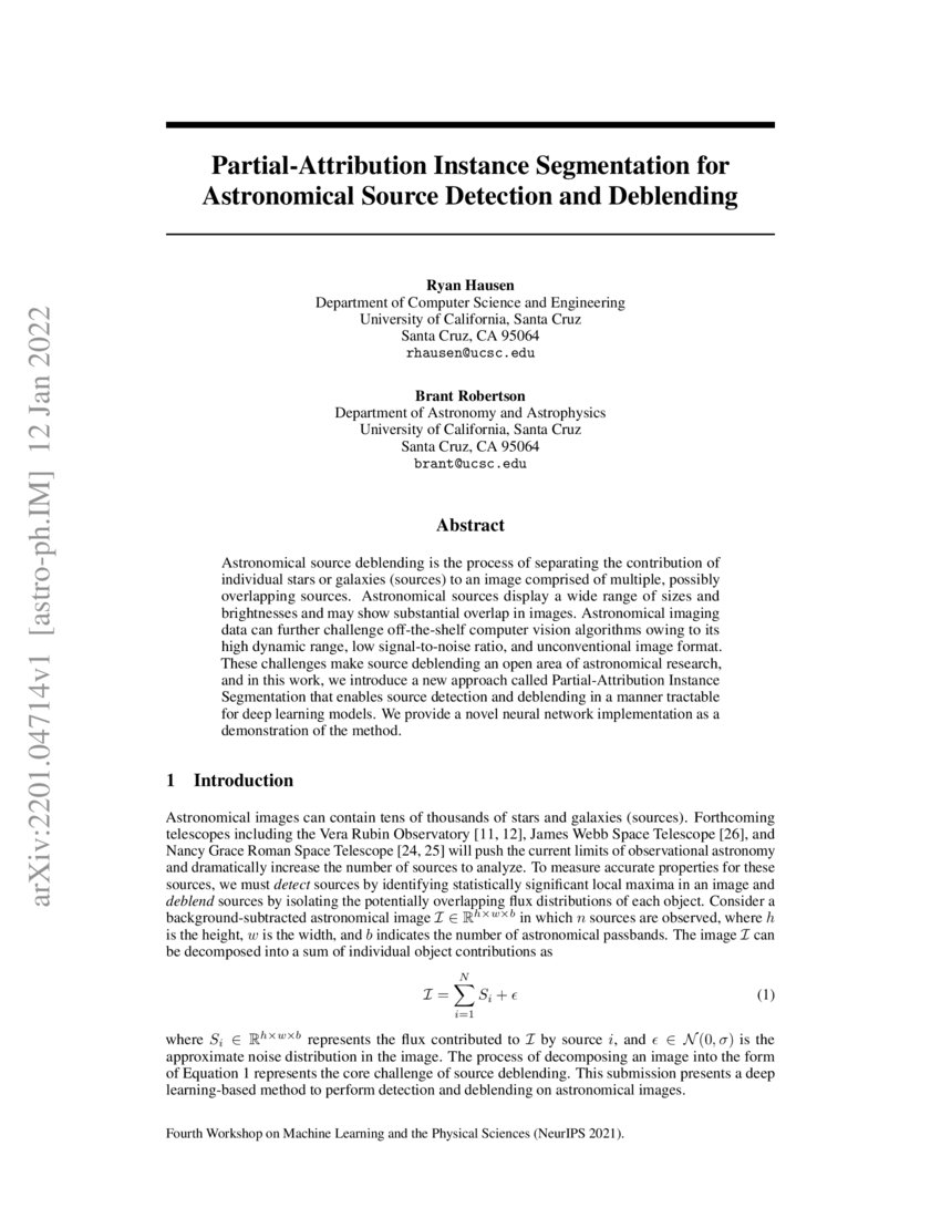 Partial Attribution Instance Segmentation For Astronomical Source