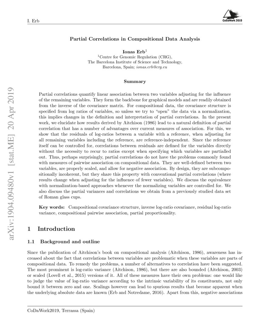 Partial Correlations In Compositional Data Analysis Deepai