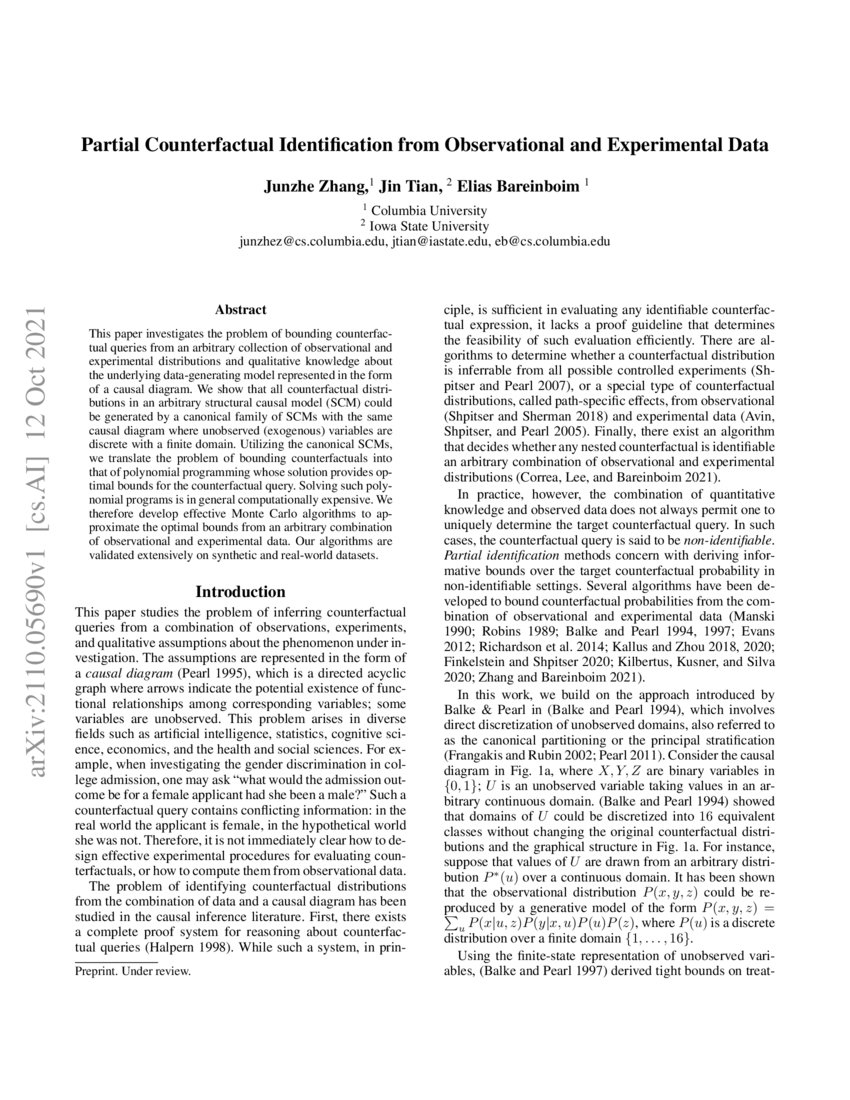 Partial Counterfactual Identification From Observational And