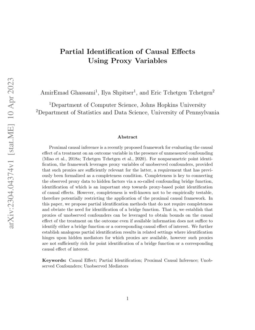 Partial Identification Of Causal Effects Using Proxy Variables Deepai