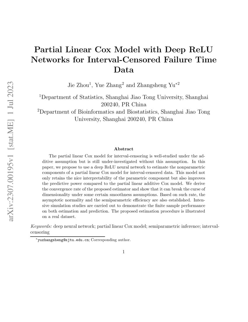 Partial Linear Cox Model with Deep ReLU Networks for Interval-Censored Failure Time Data | DeepAI