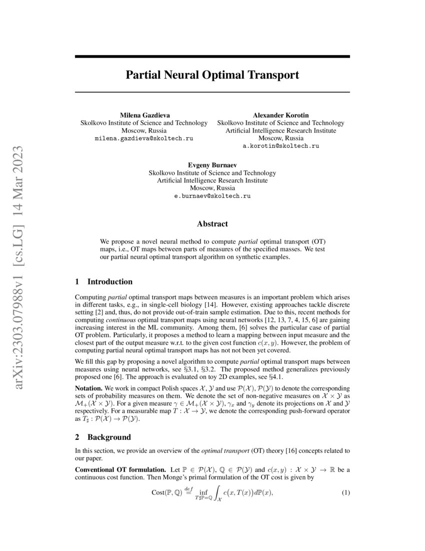 Partial Neural Optimal Transport | DeepAI Partial Neural Optimal Transport | DeepAI