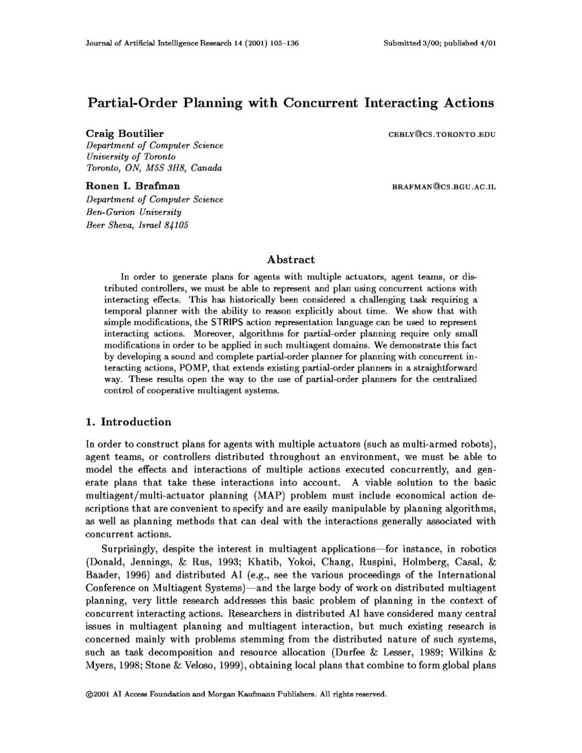 Partial-Order Planning with Concurrent Interacting Actions | DeepAI