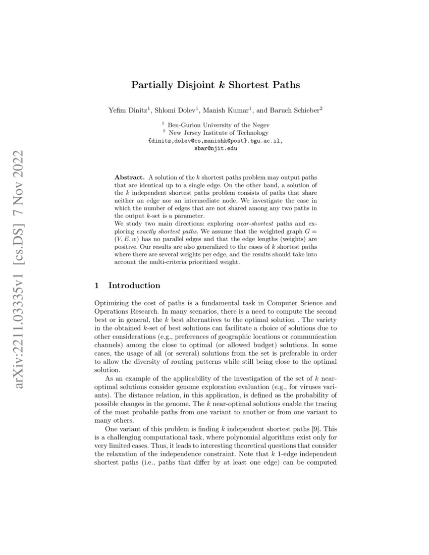 Partially Disjoint k Shortest Paths | DeepAI Partially Disjoint k Shortest Paths | DeepAI