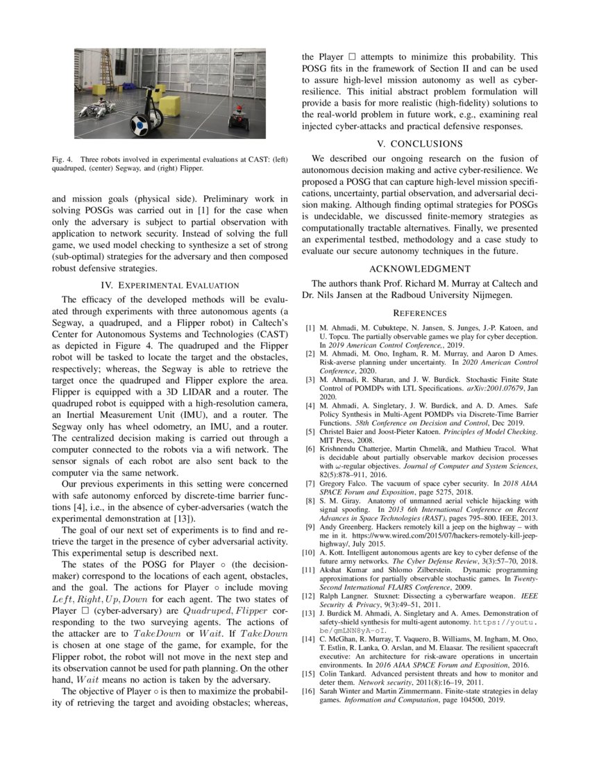 Partially Observable Games For Secure Autonomy Deepai