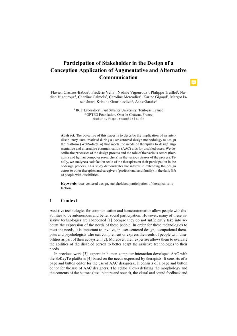 Participation Of Stakeholder In The Design Of A Conception Application